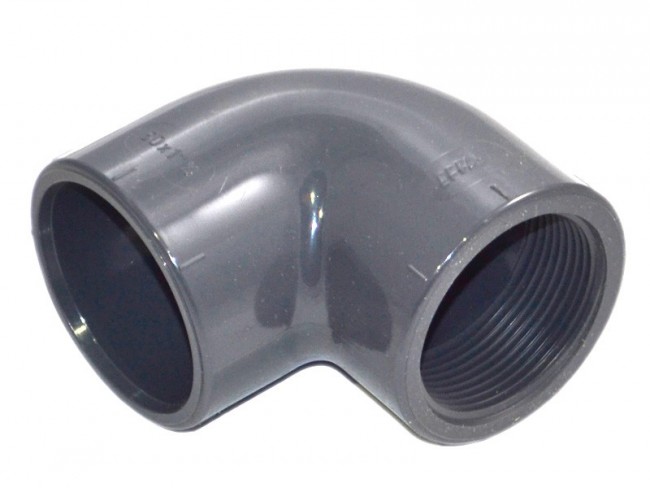 Knie 90 graden - 50 mm lijm x 1.5" binnenschroef - PN16 | PoolPlaza